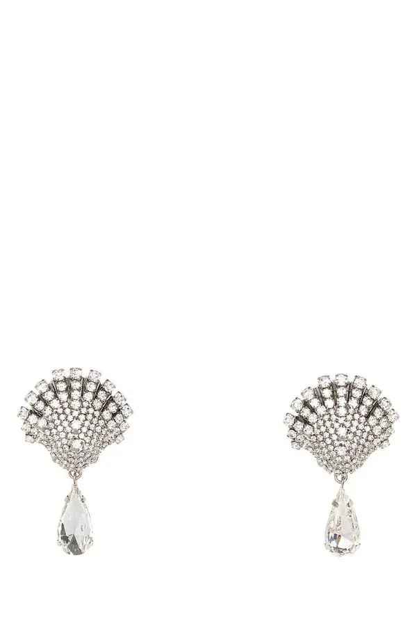 Alessandra Rich Embellished Metal Earrings, 6 Cm X 3.5 Cm - Silver