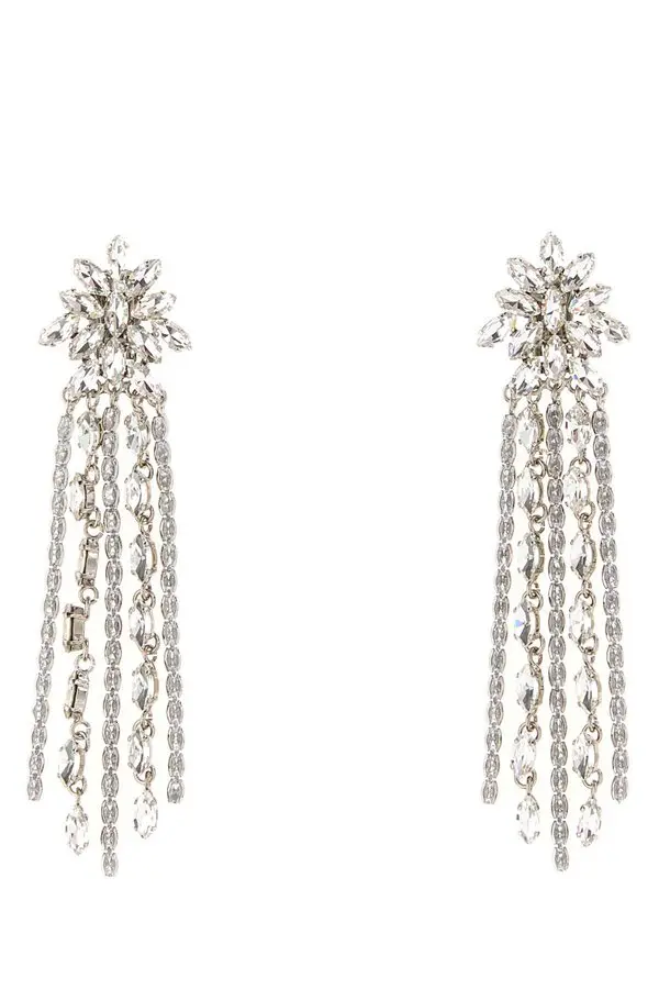 Alessandra Rich Embellished Glass Dangle Earrings - Silver