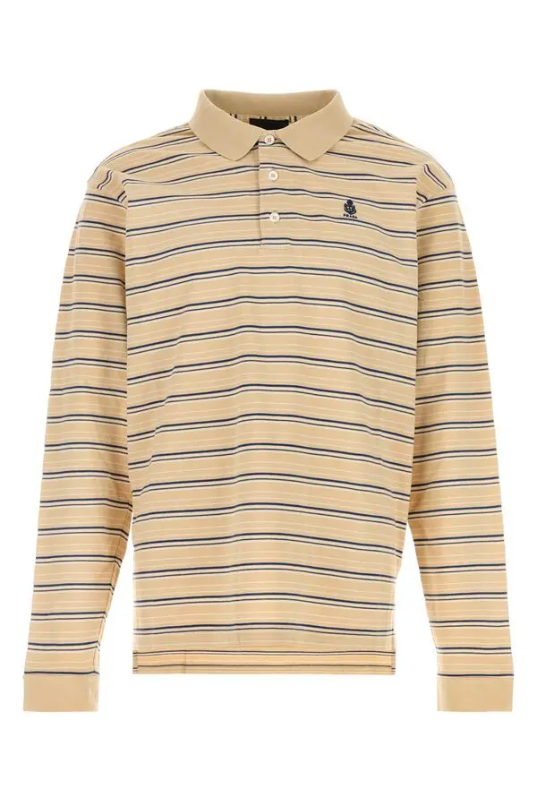 Prada Embroidered Piquet Polo Shirt - Stripped