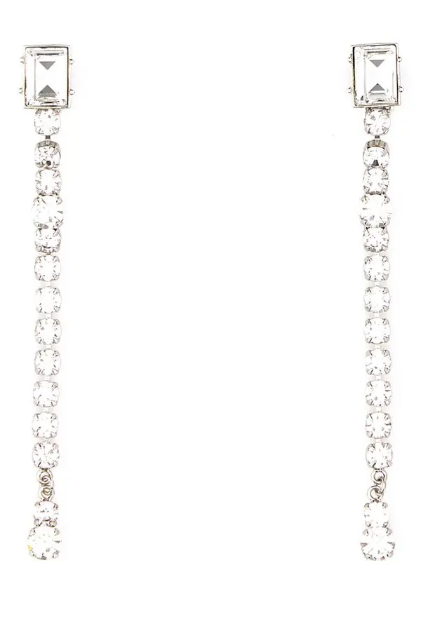 Alessandra Rich 13 Cm Embellished Metal & Glass Drop Earrings For - Silver