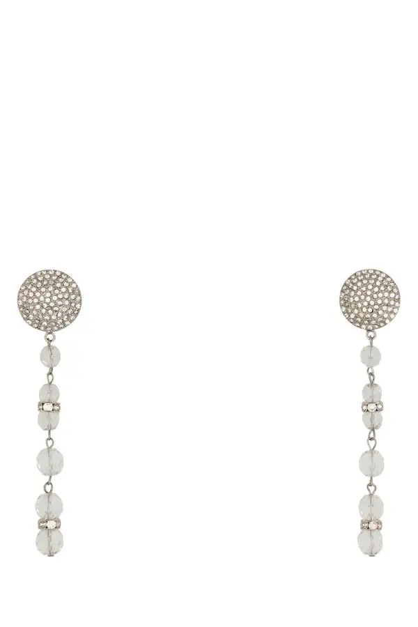 Alessandra Rich Embellished Metal Drop Earrings - Silver