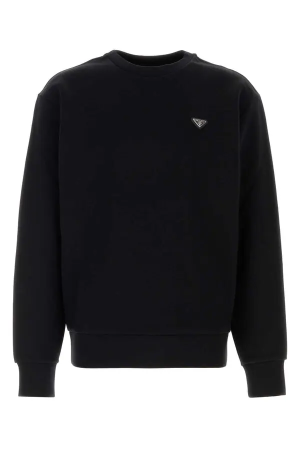 Prada Cotton Sweatshirt With Calf Leather Details