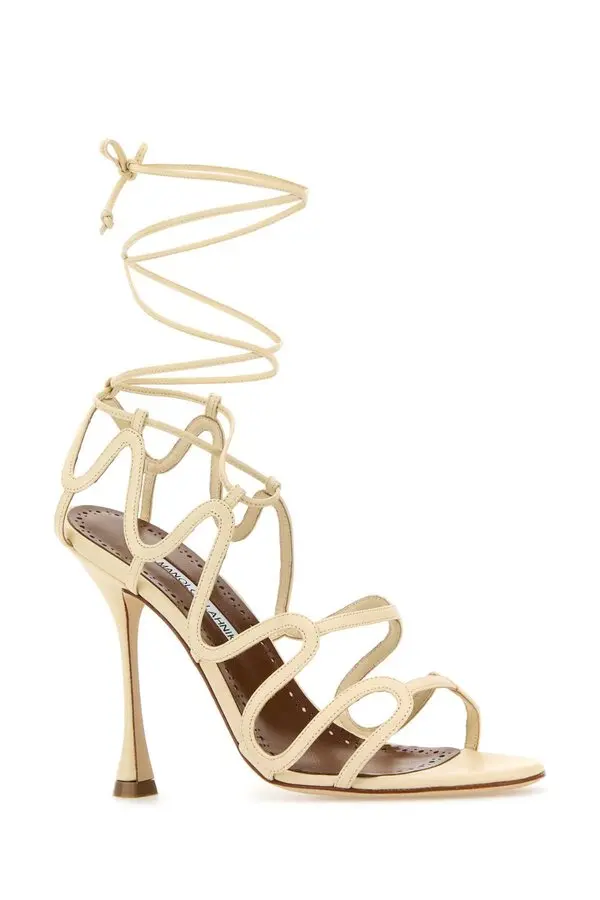 Manolo Blahnik Fawda Leather High Heel Sandals - Yellow