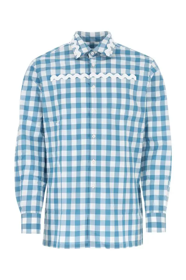 Prada Embroidered Poplin Shirt - Checked