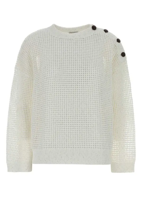 Brunello Cucinelli Crochet Sweater With Button Detail