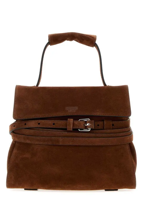 Moschino Suede Handbag With Silver-tone Hardware