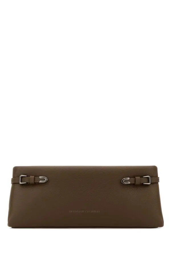 Brunello Cucinelli Leather Mini Clutch - Brown
