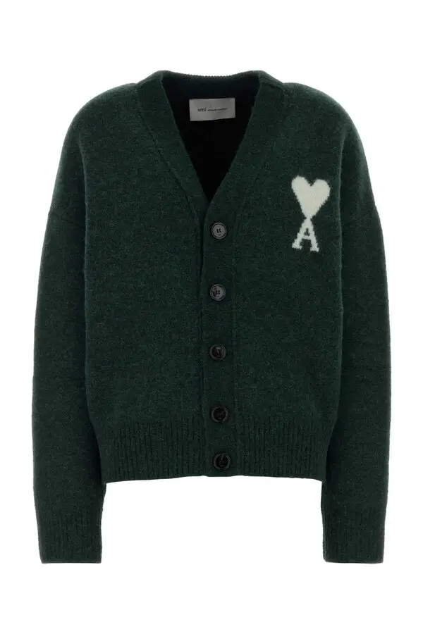 AMI Paris Alpaca-blend Cardigan - Green