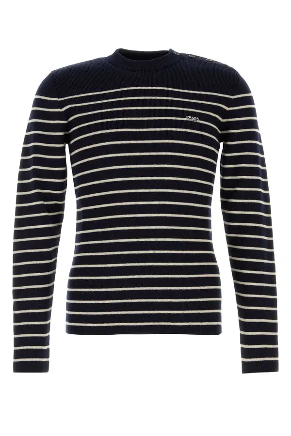 Prada Embroidered Virgin Wool Knit Sweater For