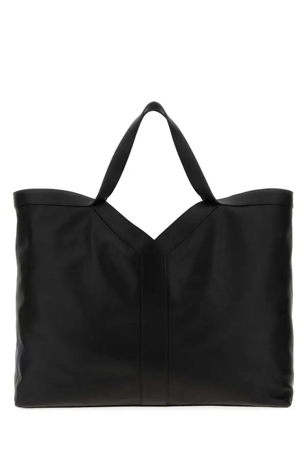 Saint Laurent Maxi Calf Leather Shopping Handbag - Black