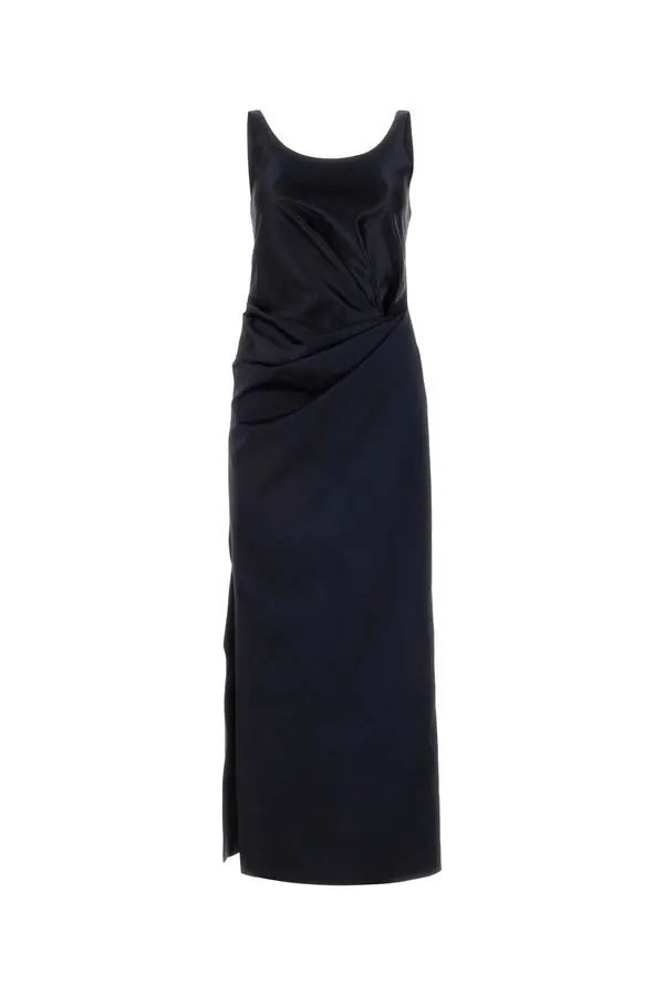 Fendi Satin Midi Dress With Silk Lining - Blue
