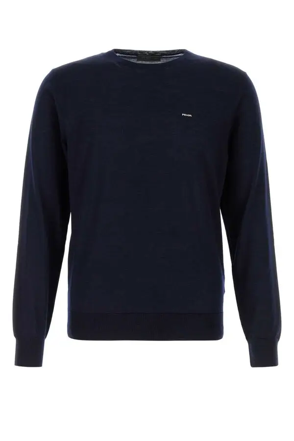 Prada Virgin Wool Crew Neck Pullover - Blue