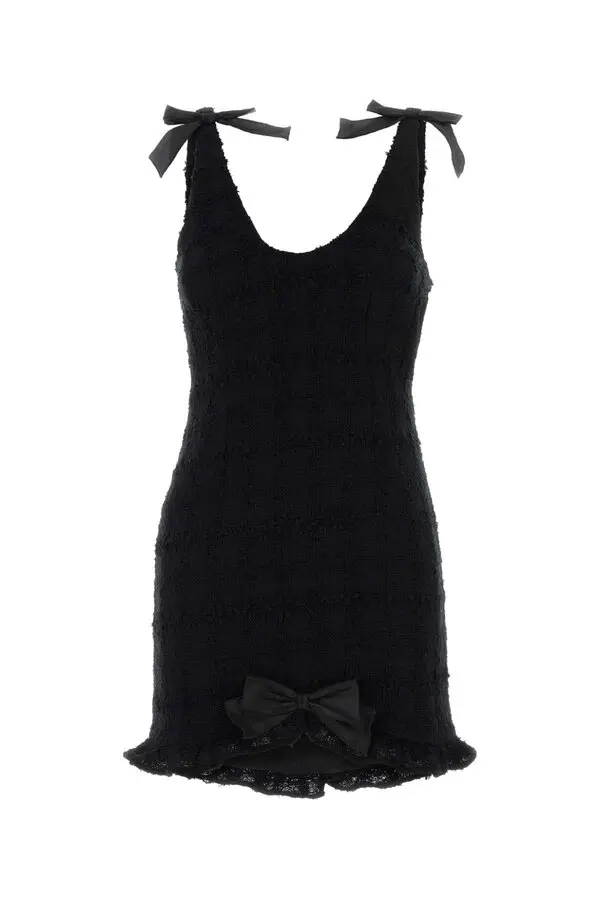 Alessandra Rich Bouclé Mini Dress With Bow Detail