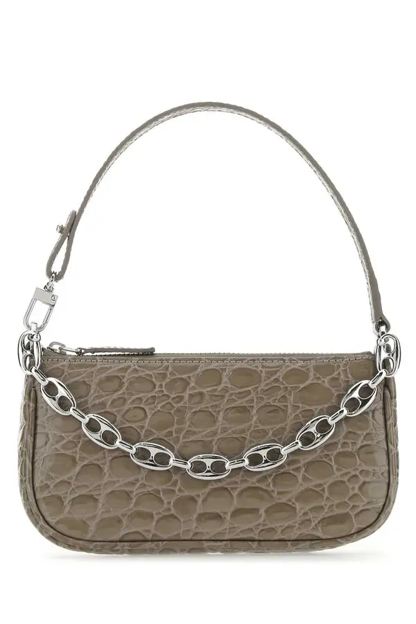 By Far Dove Mini Leather Baguette Handbag - Grey