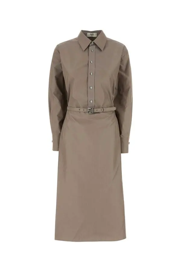Fendi Cappuccino Poplin Shirt Dress