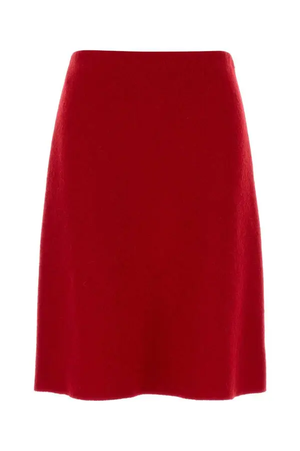 Miu Miu Flannel Wool Mini Skirt - Red