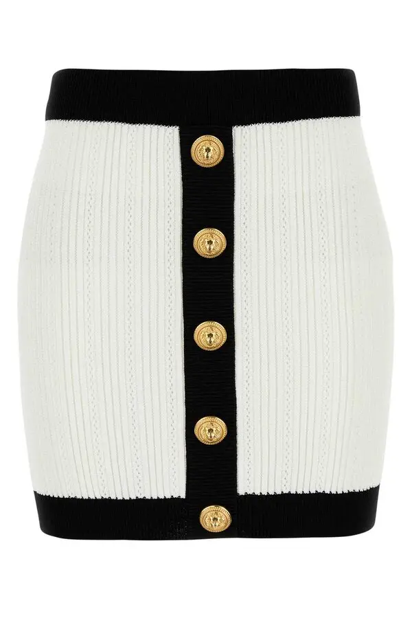 Balmain Viscose Blend Mini Skirt With Button Detailing