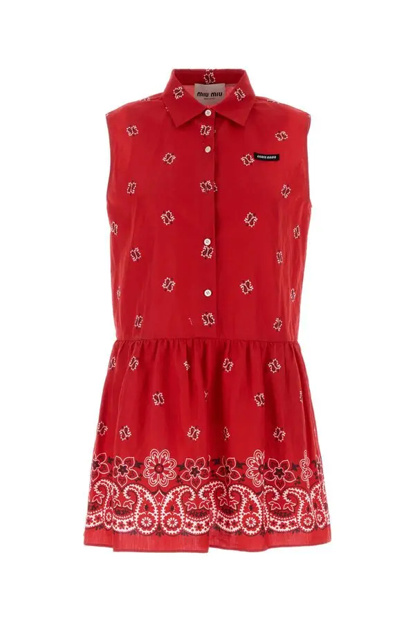 Miu Miu Cotton-blend Mini Dress - Printed