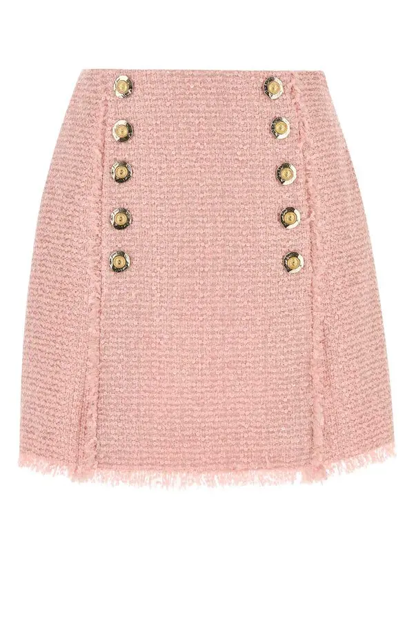Balmain Tweed Mini Skirt With Metallic Finish