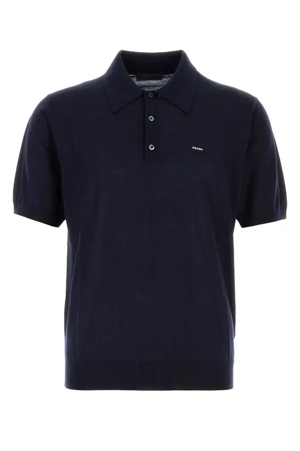 Prada 100% Virgin Wool Polo Shirt - Blue