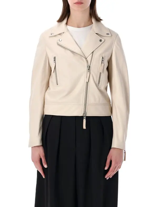 SWORD 6644 Cropped Leather Biker Jacket