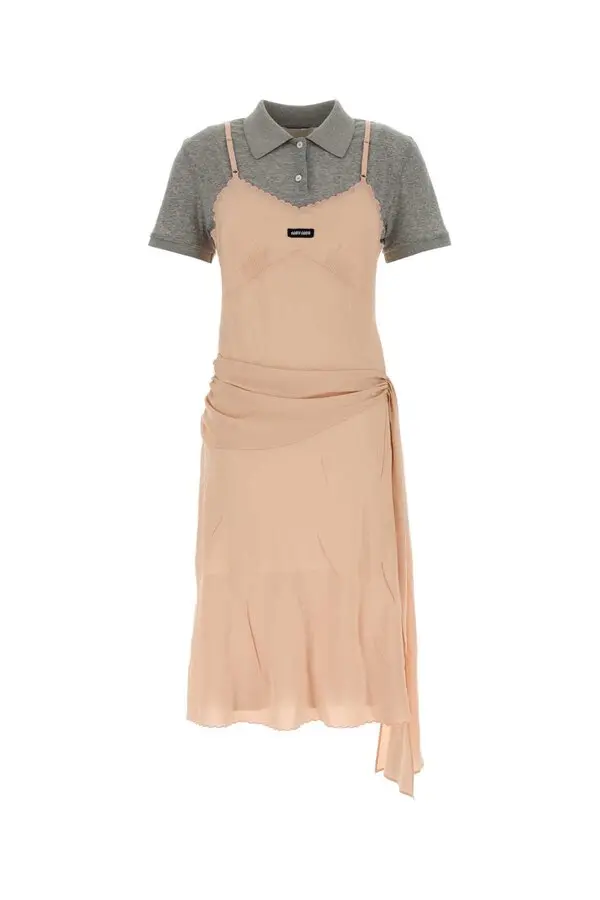 Miu Miu Silk Mini Dress With Cotton Trim