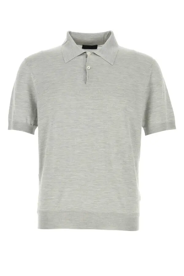 Prada Recycled Silk Polo Shirt - Grey
