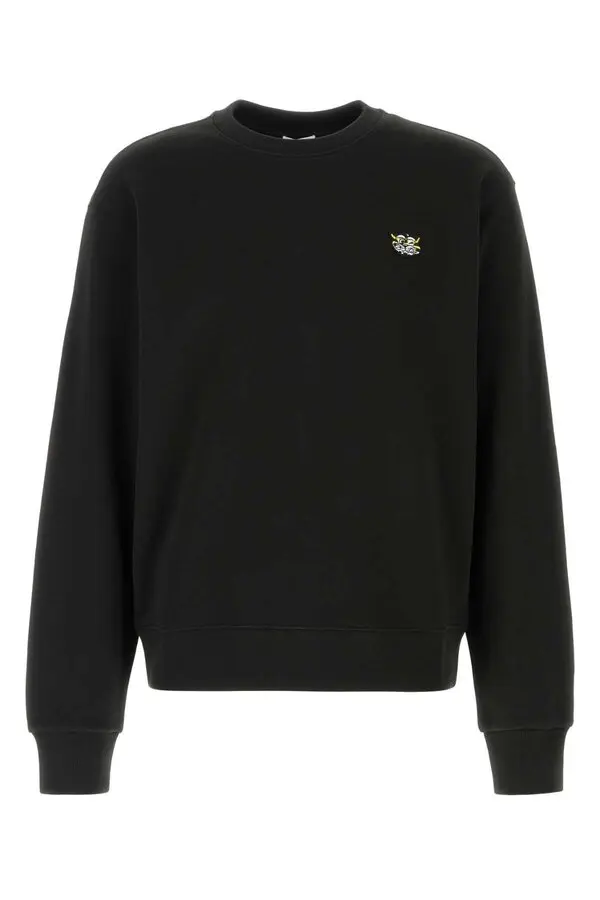Kenzo Logo Embroidered Cotton Sweatshirt - Black