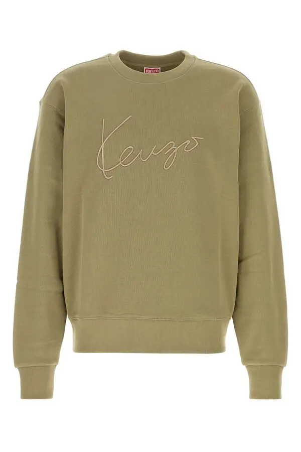 Kenzo Logo Embroidered Cotton Sweatshirt - Green