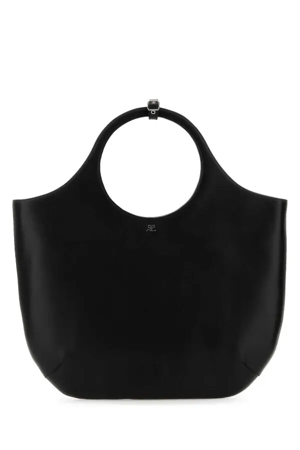 COURREGES Large Leather Holy Handbag With Silver-tone Hardware