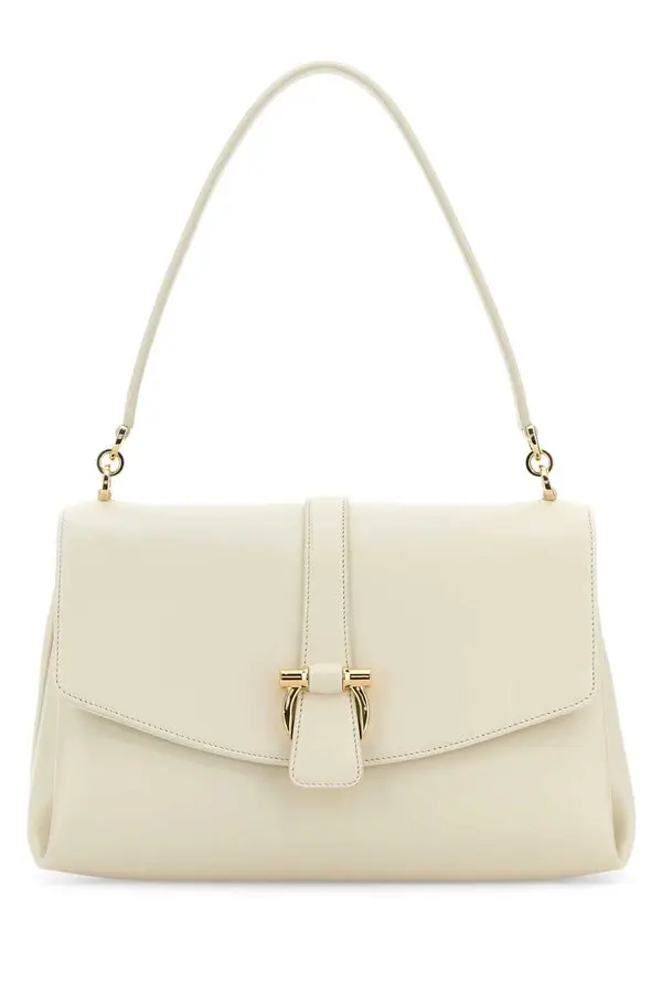 FERRAGAMO Calf Leather Shoulder Handbag - White