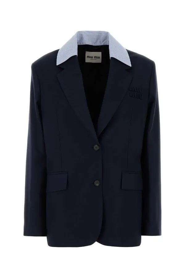 Miu Miu Virgin Wool Blazer With Viscose Lining