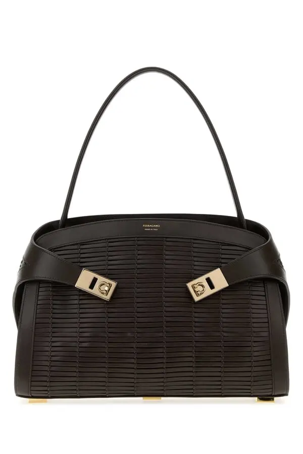 FERRAGAMO Hug Leather Handbag With Golden Hardware