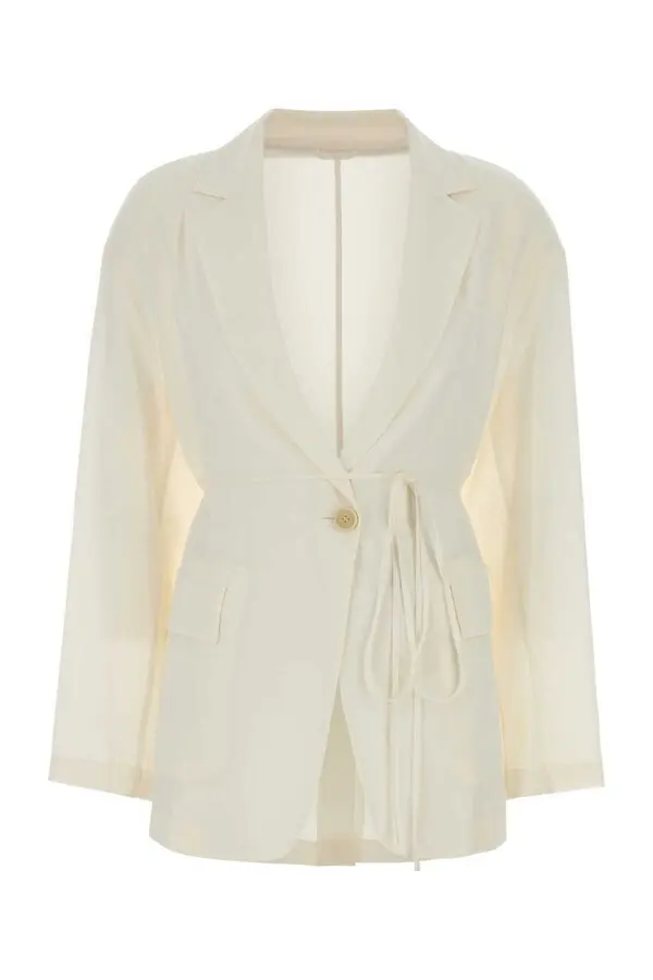 Brunello Cucinelli Sculpted Silk Blazer - White