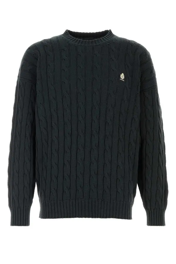 Prada Slate Cable Knit Crewneck Sweater