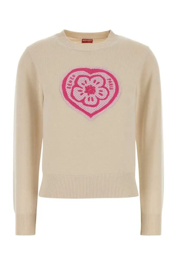 Kenzo Heart Flower" Cotton-blend Crewneck Sweater - Yellow