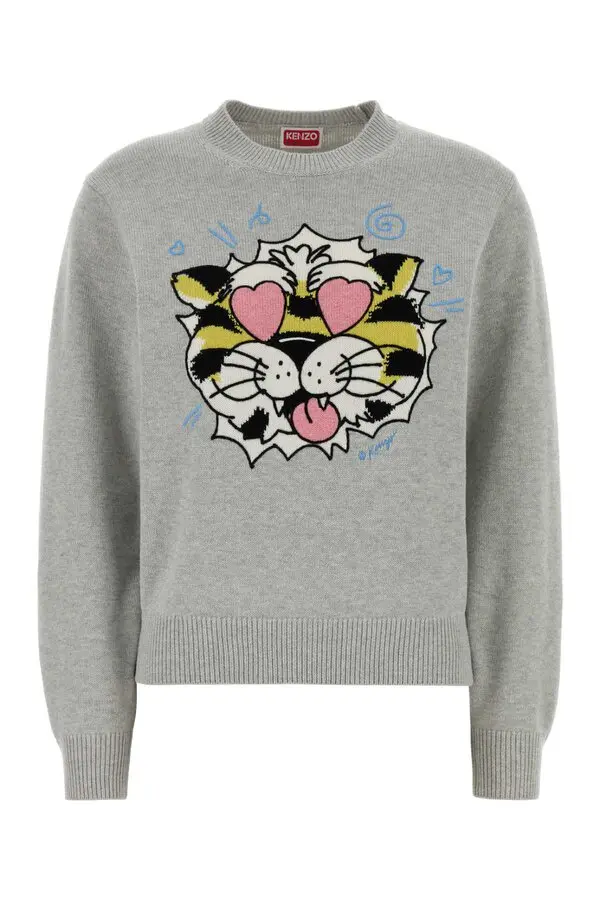 Kenzo Wool-blend Knit Sweater With Graphic Motif