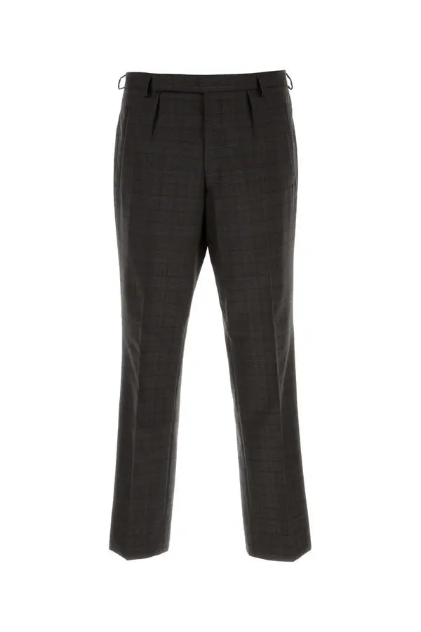Prada Embroidered Glencheck Virgin Wool Pants