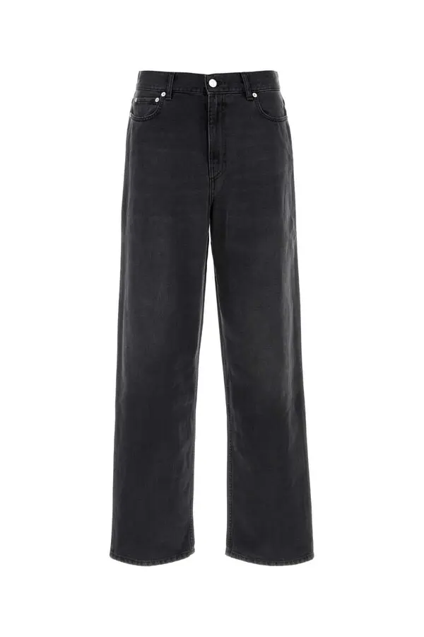 Séfr Wide-cut Creased Denim Jeans - Black