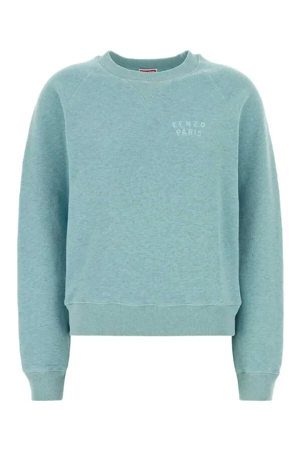 Kenzo Melange Cotton Sweatshirt - Light Blue