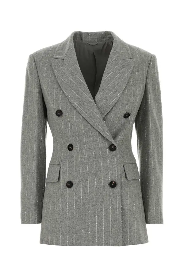 Brunello Cucinelli Embroidered Stretch Wool-blend Blazer