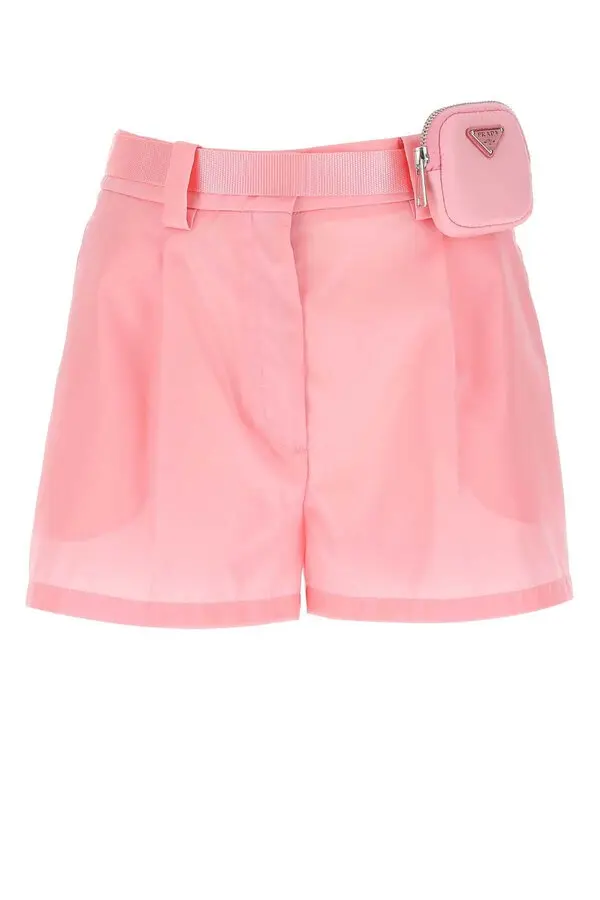 Prada Nylon Belted Shorts With Pouch - Pink