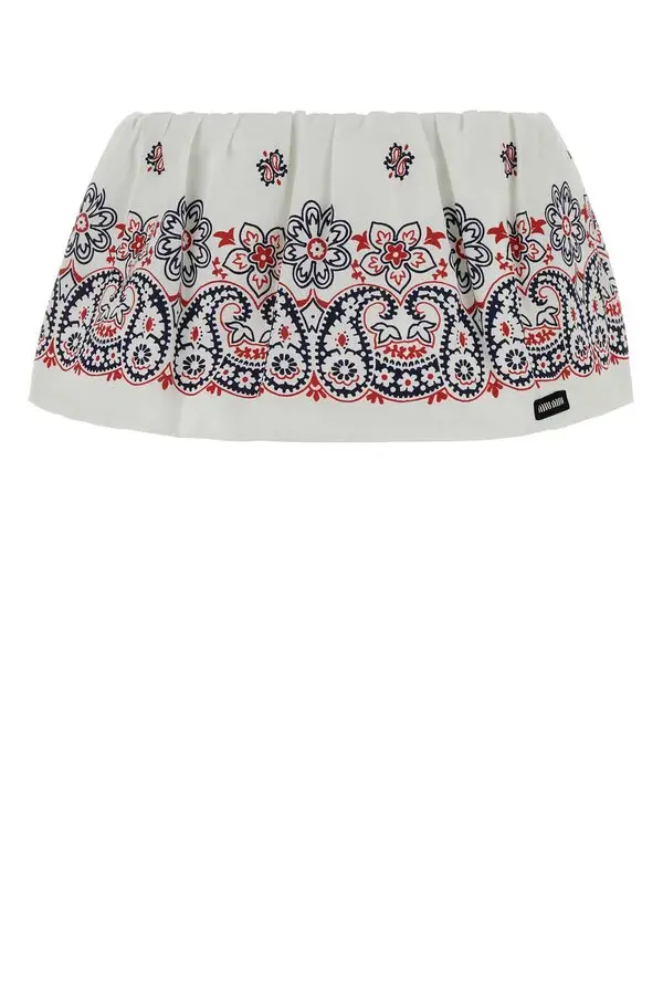 Miu Miu Cotton-blend Mini Skirt - Printed