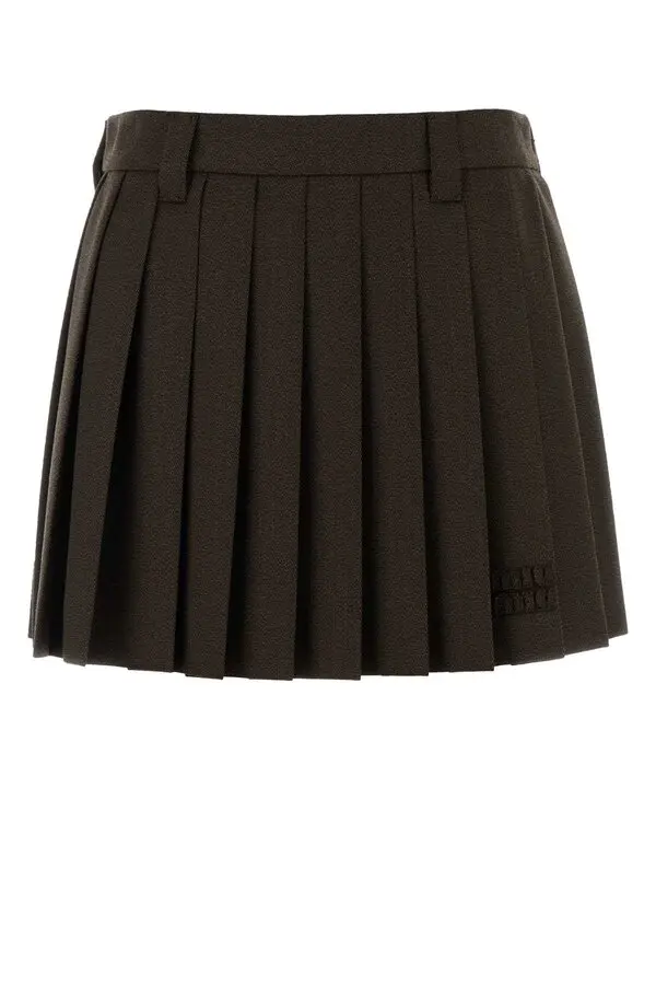 Miu Miu Chocolate Wool Mini Skirt