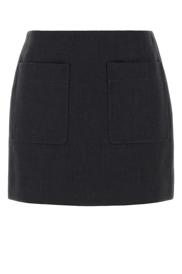 Bottega Veneta Graphite Cotton-blend Mini Skirt With Viscose Lining - Grey