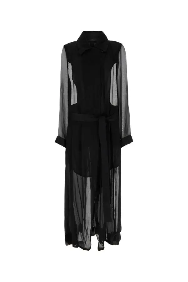 ANN DEMEULEMEESTER Silk Crepe Trench Jacket