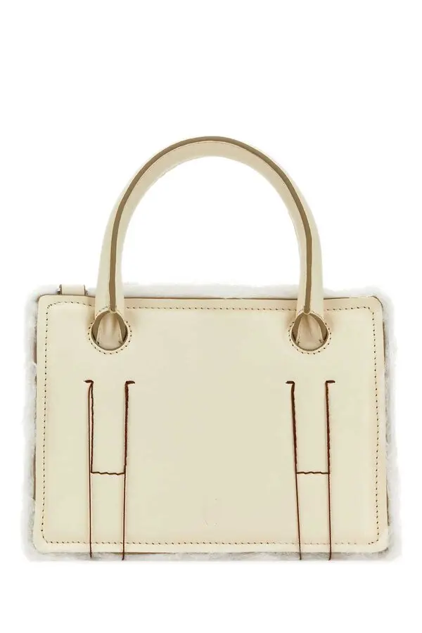 DENTRO Mini Otto Ivory Leather Mini Handbag With Silver-tone Hardware