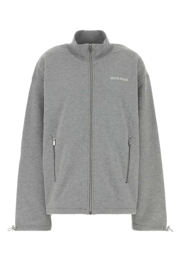 Miu Miu Miu-style Melange Cotton Oversize Sweatshirt