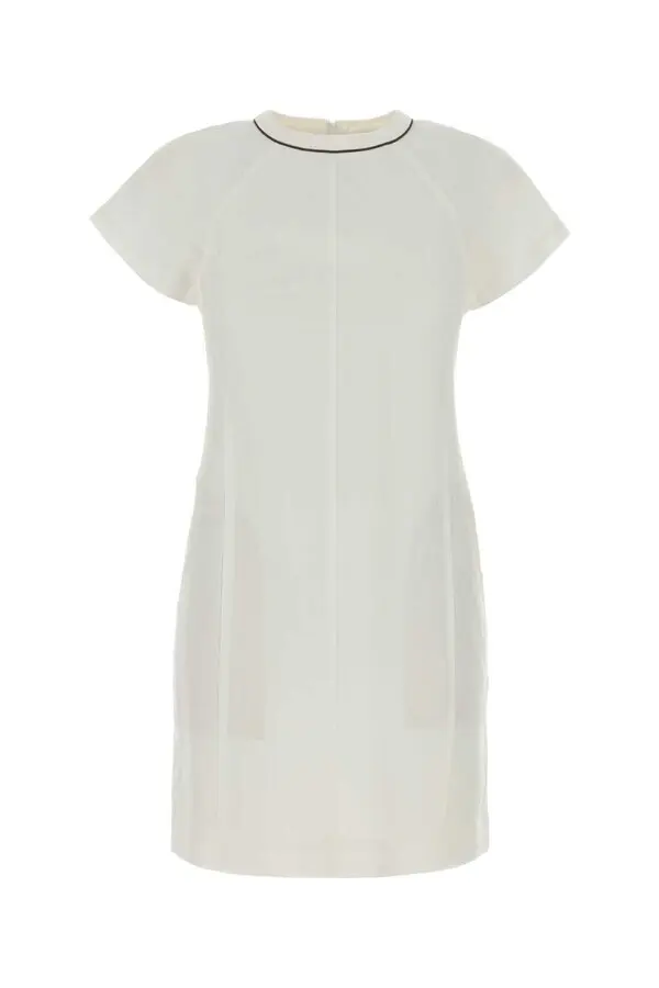 Brunello Cucinelli Viscose-linen Mini Dress With Contrast Piping