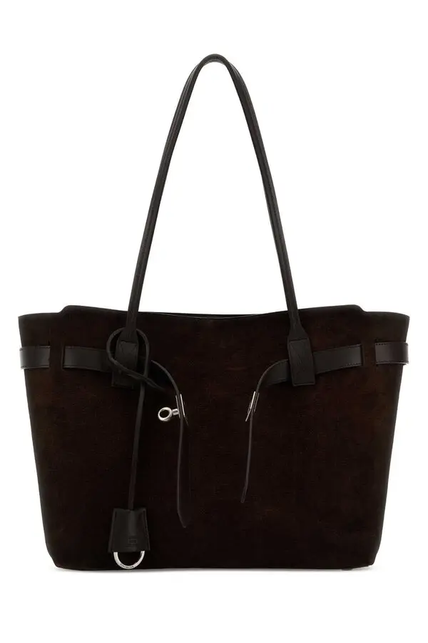Balenciaga Medium Suede Shopping Handbag With Silver-tone Hardware - Brown